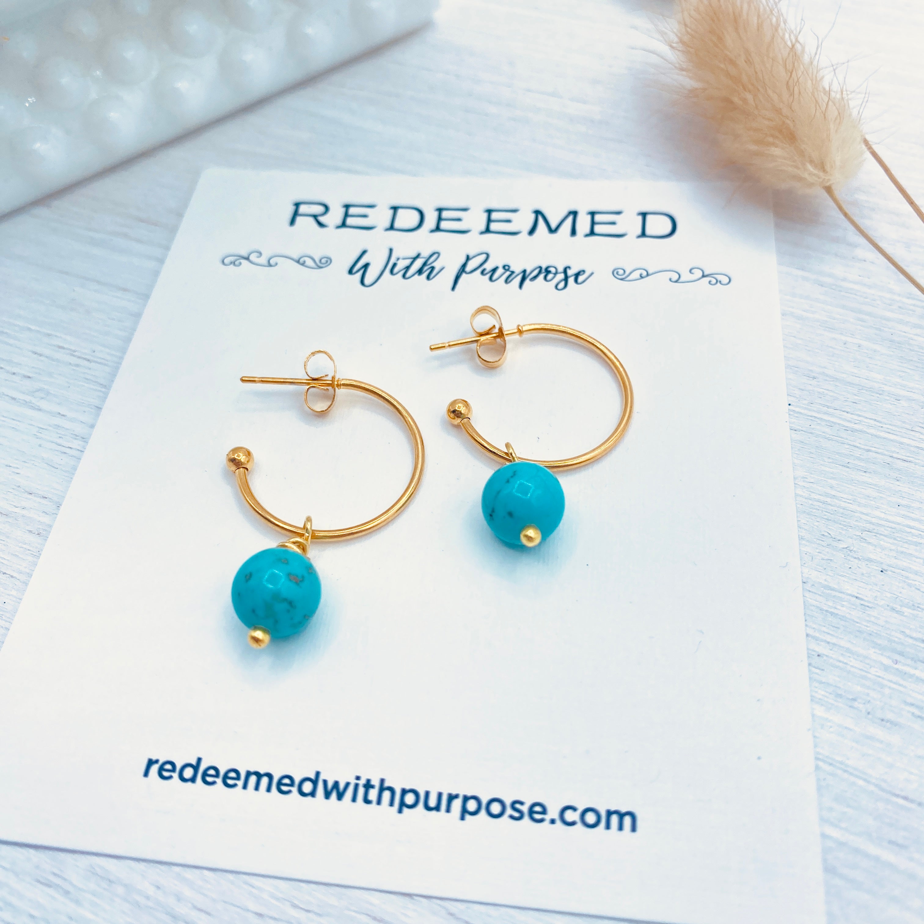 Turquoise Drop Hoop – Redeemed With Purpose